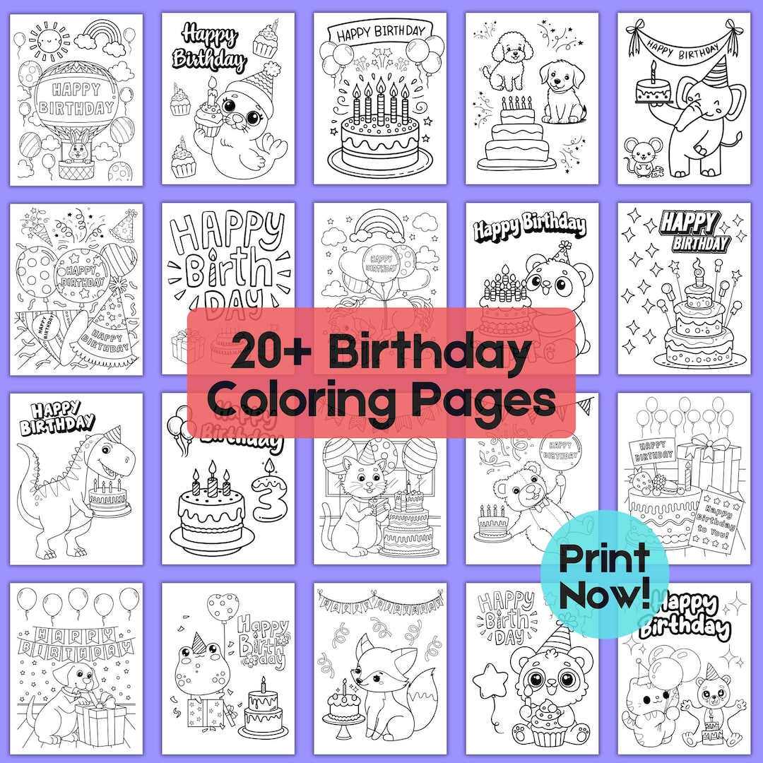 Birthday Coloring Sheets for Kids Printable Birthday Coloring Pages ...