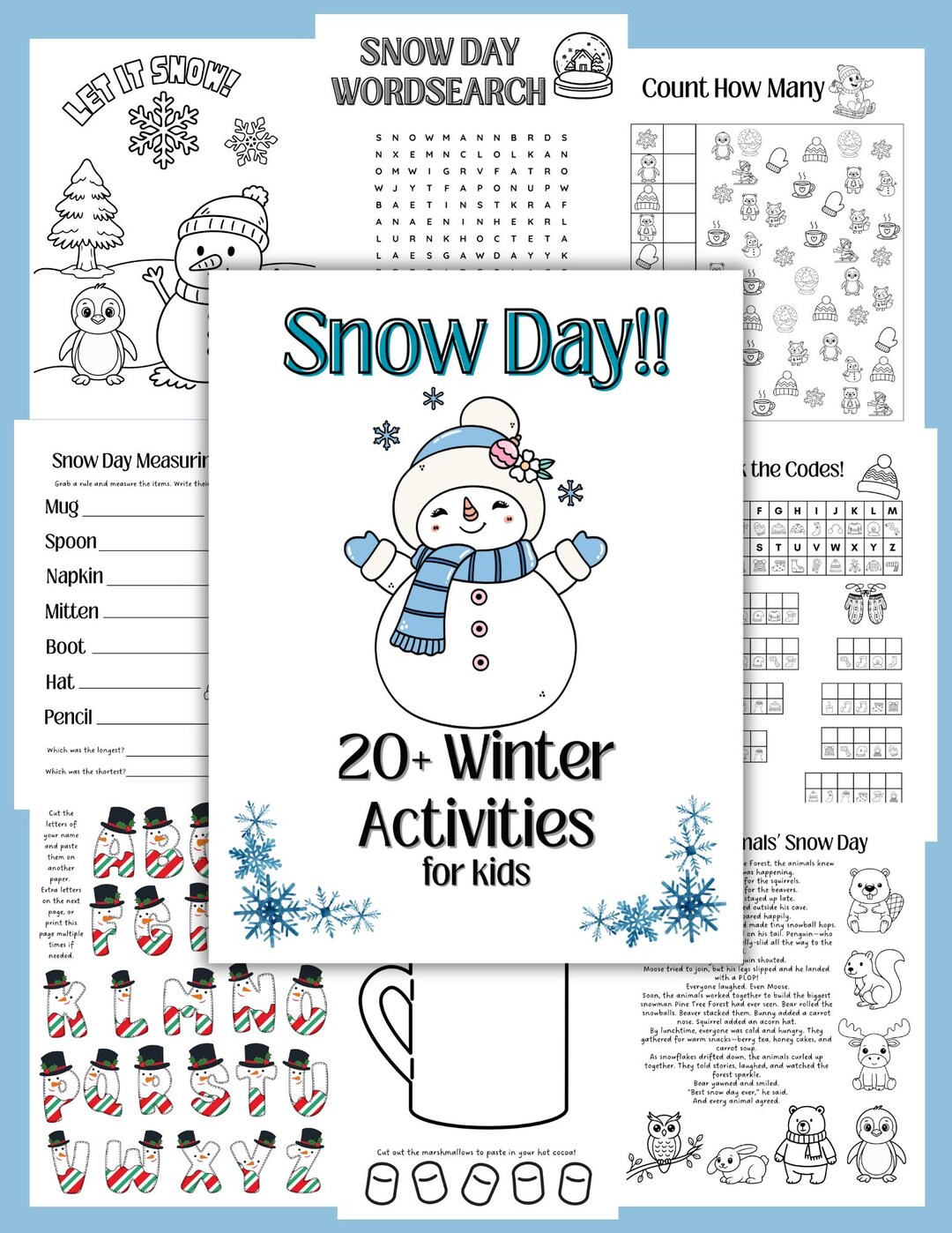 Winter Worksheets for Kids, Snow Day Coloring Pages, January Activities ...