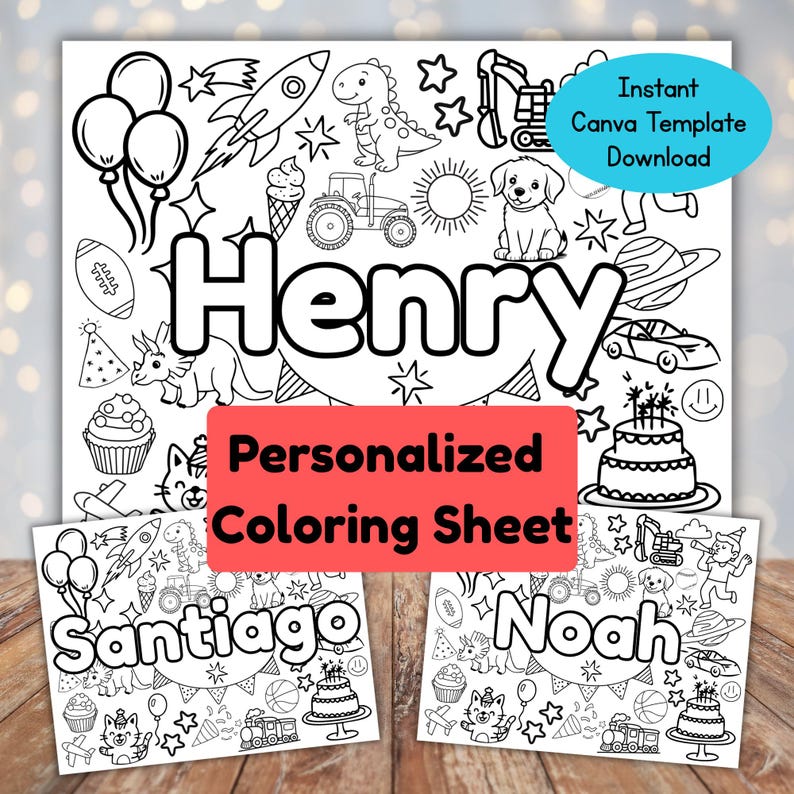 Personalized Birthday Coloring Page for Boys | Editable Name Coloring ...