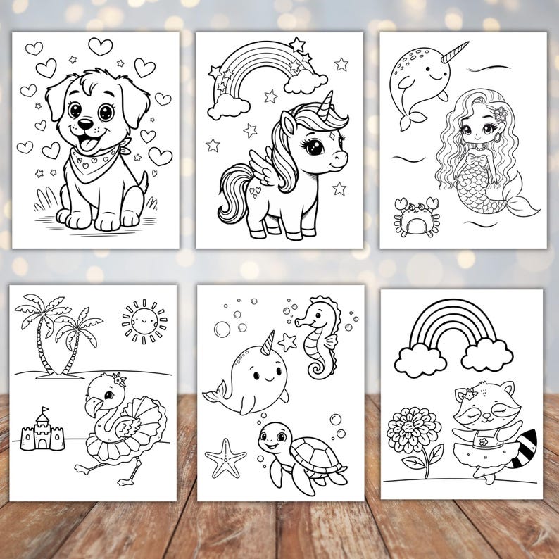 Animal Coloring Pages Bundle Printable 45 Page Cute Animal Coloring ...