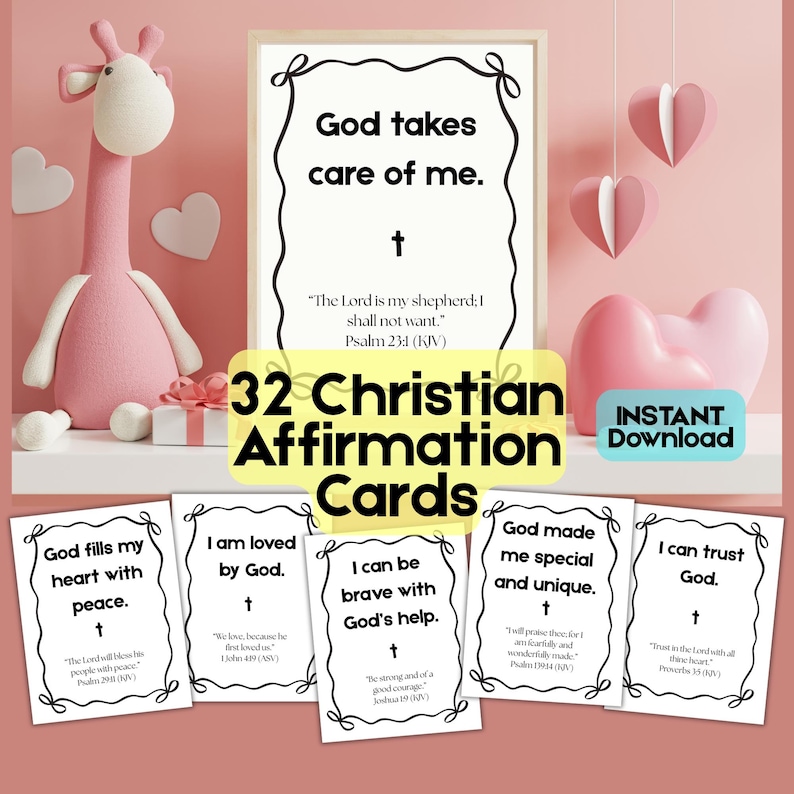 Christian Affirmation Cards for Kids and Adults Bible Verse Cards ...