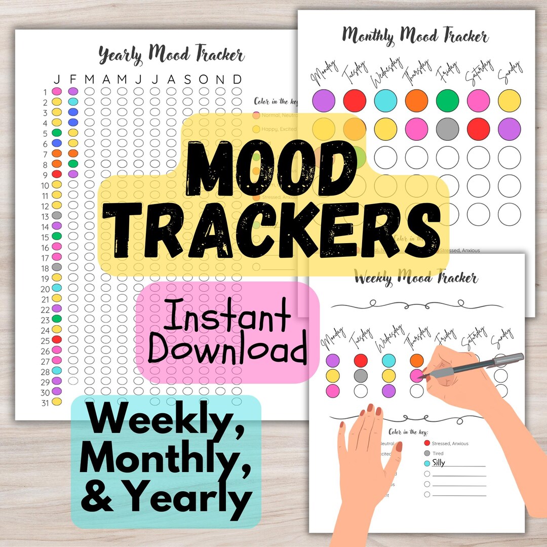 Printable Mood Tracker | Weekly, Monthly and Yearly Mood Tracker Pages ...
