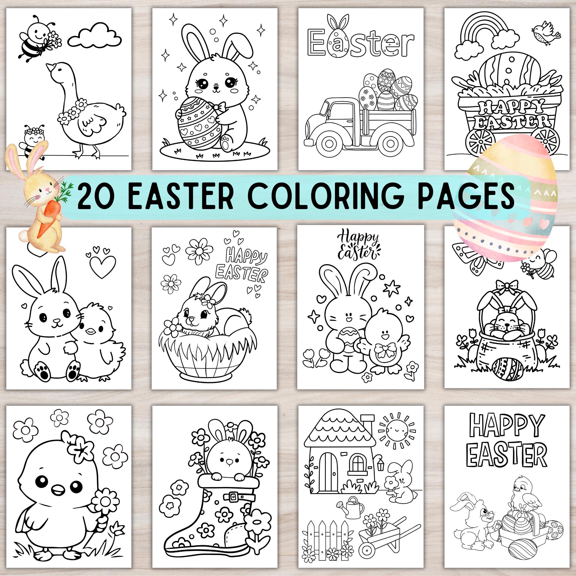Easter Coloring Pages for Kids Printable 20 Page Easter Coloring Book ...