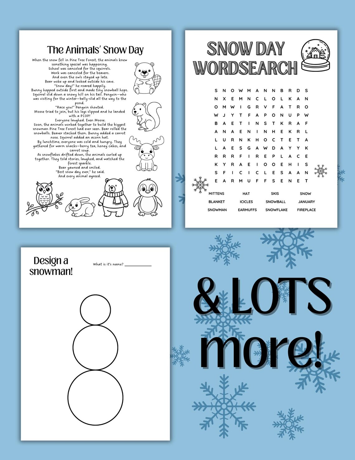 Winter Worksheets for Kids, Snow Day Coloring Pages, January Activities ...