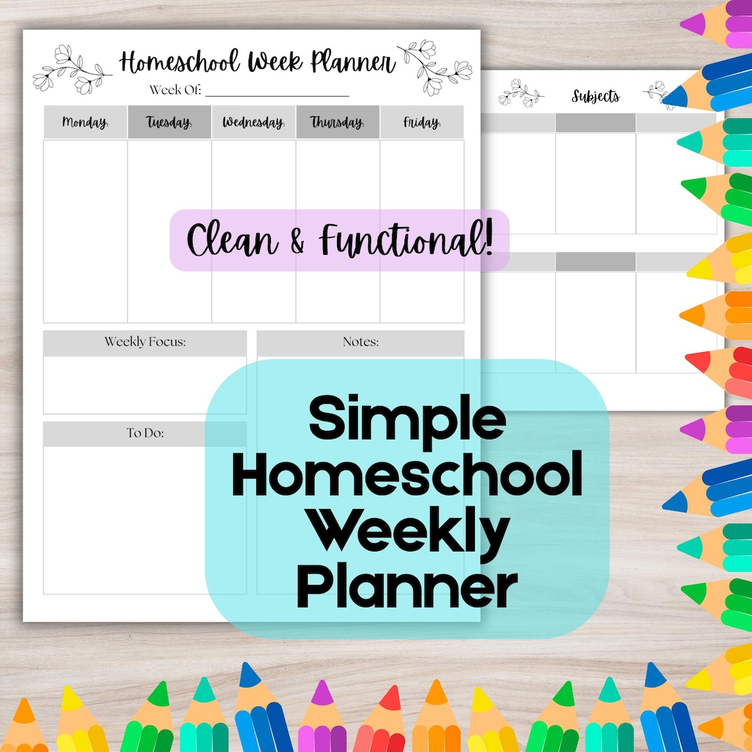 Simple Printable Homeschool Weekly Planner | Teacher Planning Sheet ...