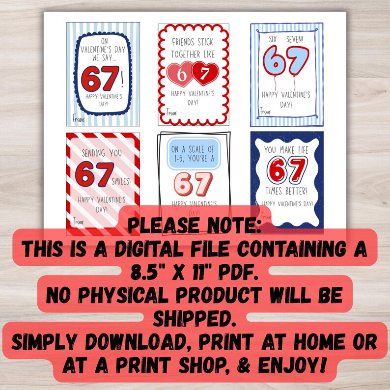 Printable 67 Valentine's Day Cards for Valentines Day Party | Six Seven ...