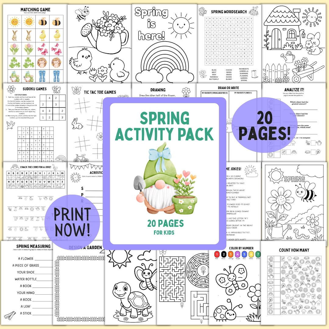 Spring Activity Pack for Kids Spring Coloring Pages, Wordsearch ...