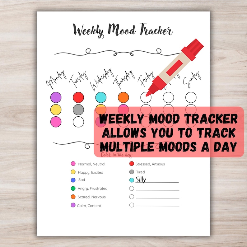 Printable Mood Tracker | Weekly, Monthly and Yearly Mood Tracker Pages ...