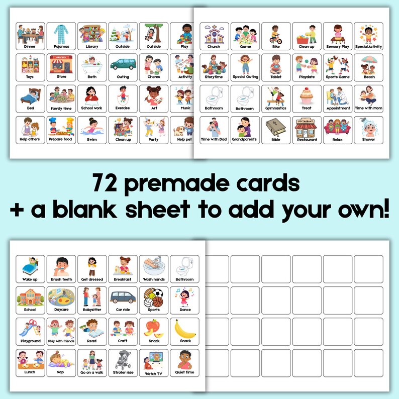 Printable Chore Chart for Kids Visual Schedule Daily Routine Chart for ...