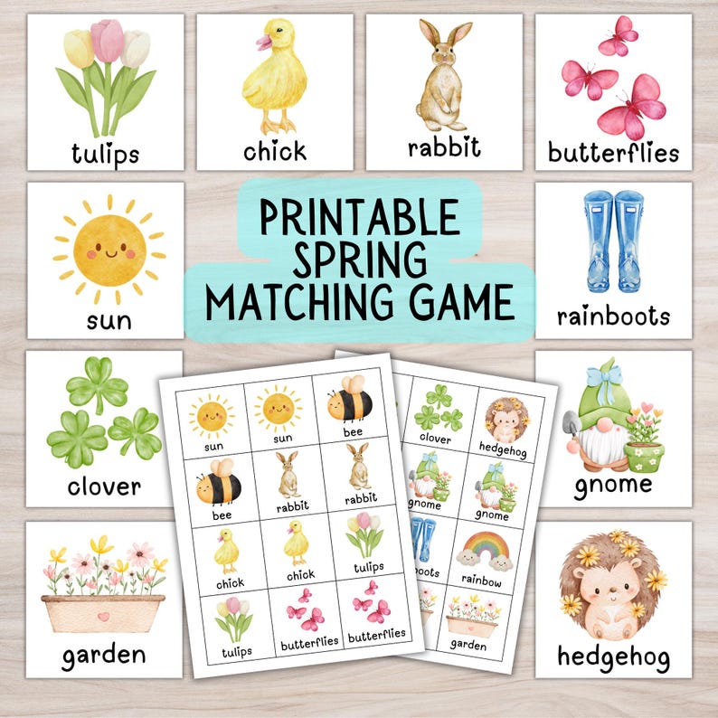 Juego de memoria de primavera para niños, juego de memoria de Pascua ...