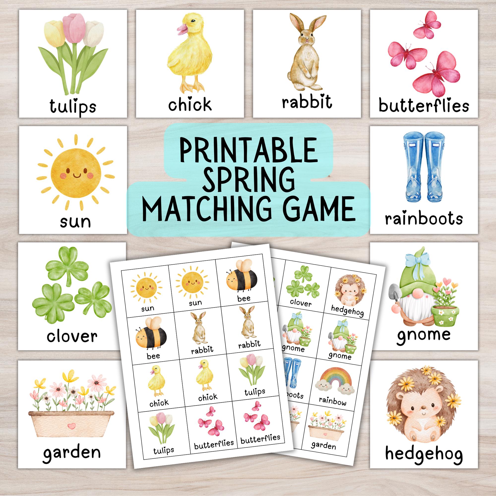 Spring Matching Game Printable Easter Memory Game for Kids Spring ...