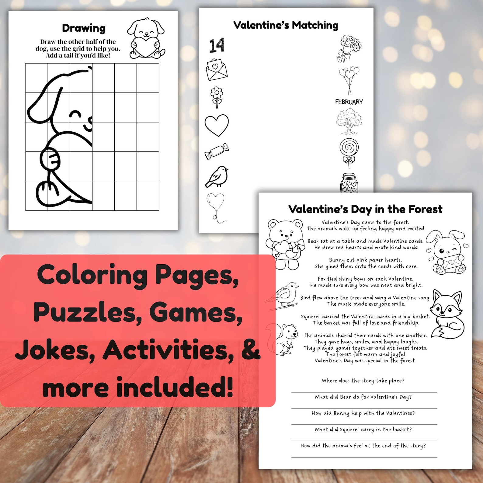 Valentines Day Worksheets and Activities for Kids Valentines Packet for ...