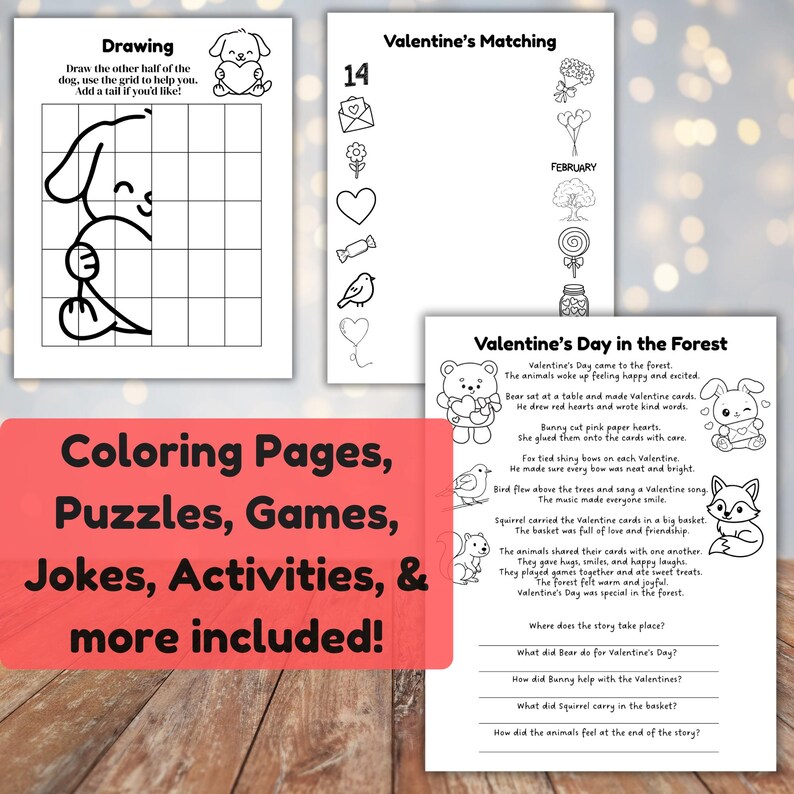 Valentines Day Worksheets and Activities for Kids Valentines Packet for ...