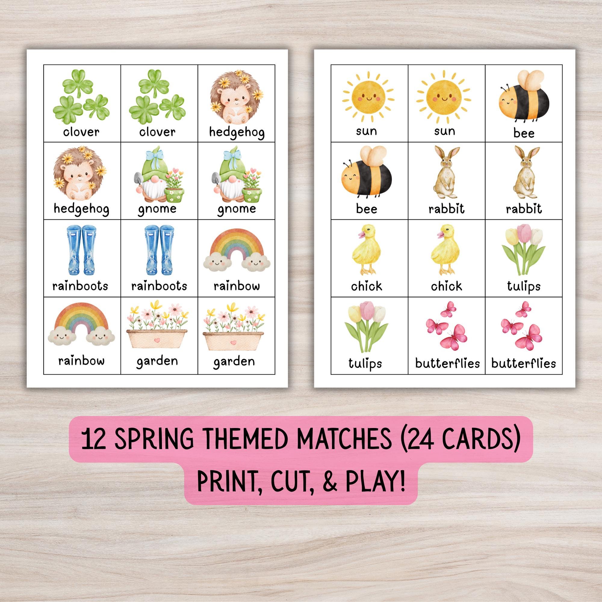 Juego de memoria de primavera para niños, juego de memoria de Pascua ...