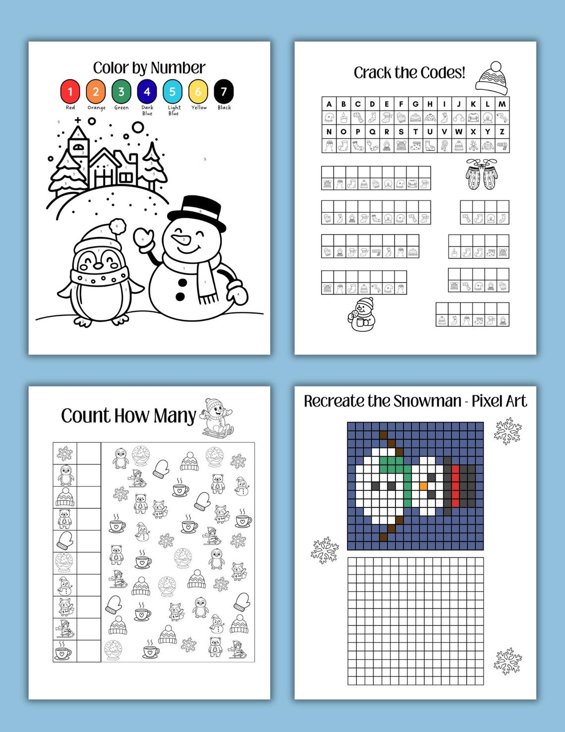 Winter Worksheets for Kids, Snow Day Coloring Pages, January Activities ...