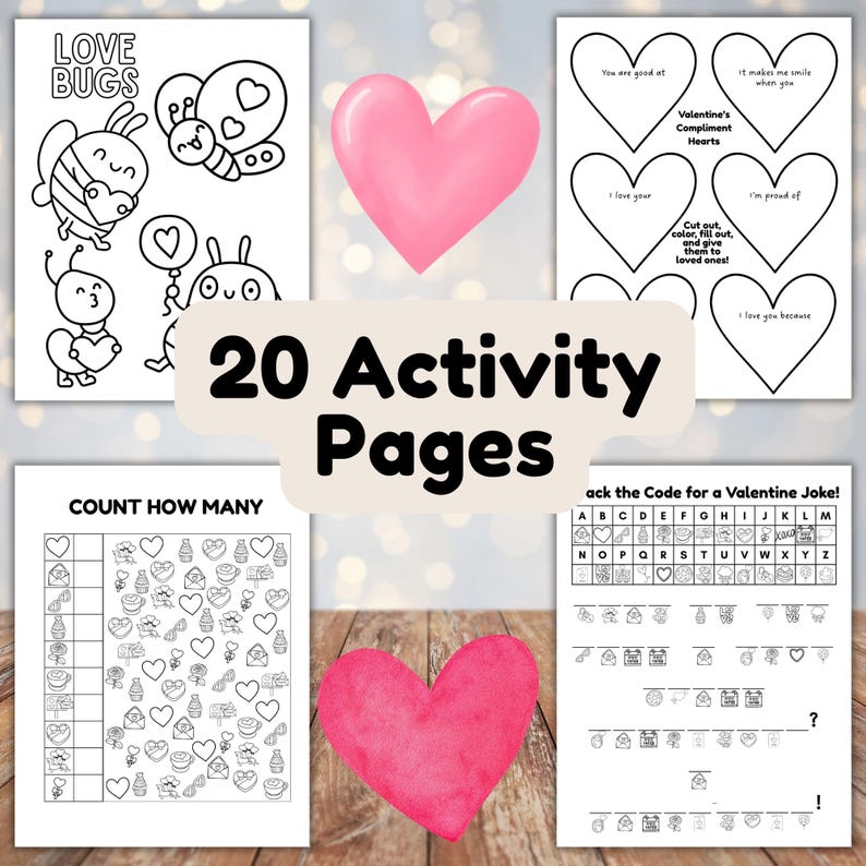 Valentines Day Worksheets and Activities for Kids Valentines Packet for ...