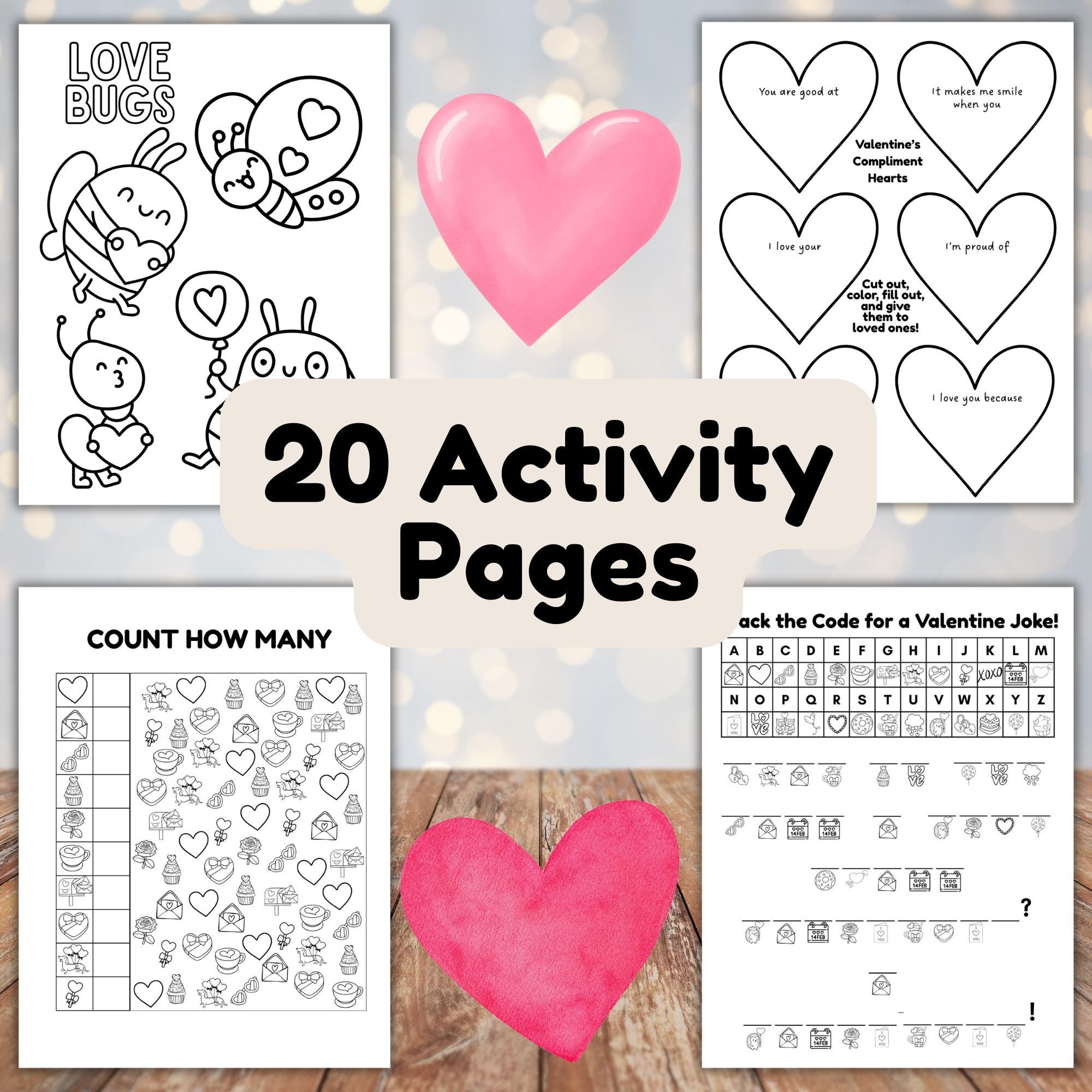 Valentines Day Worksheets and Activities for Kids Valentines Packet for ...