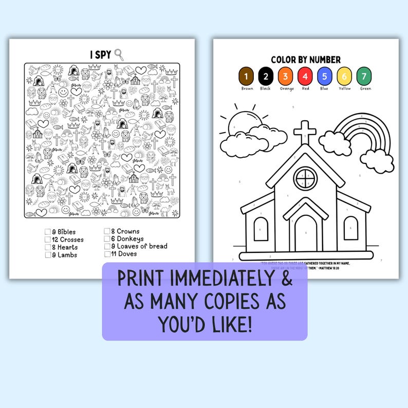 Christian Activity Packet Printable for Kids 20 Page Bible Activity ...