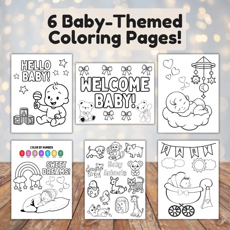 Baby Shower Coloring and Activity Pages for Kids Baby Showers Favors ...