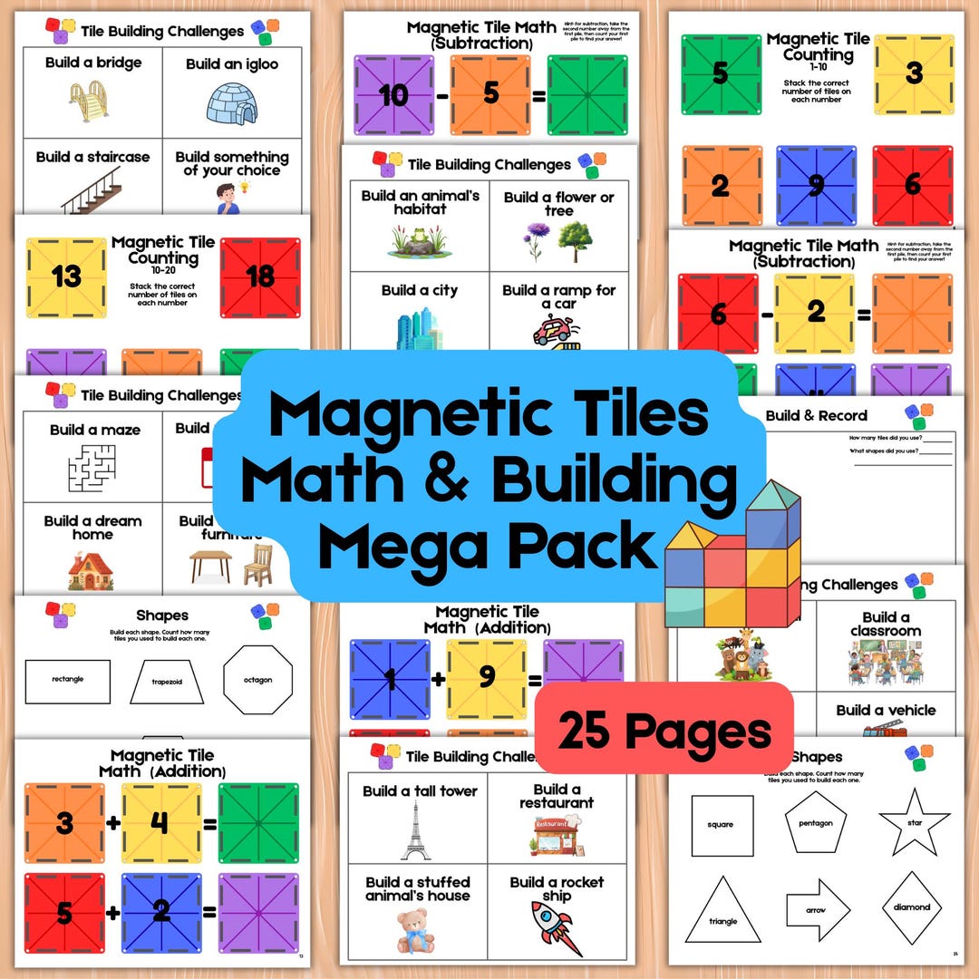 Magnetic Tiles Learning Mat and Math Activities | Hands-on Math Centers ...