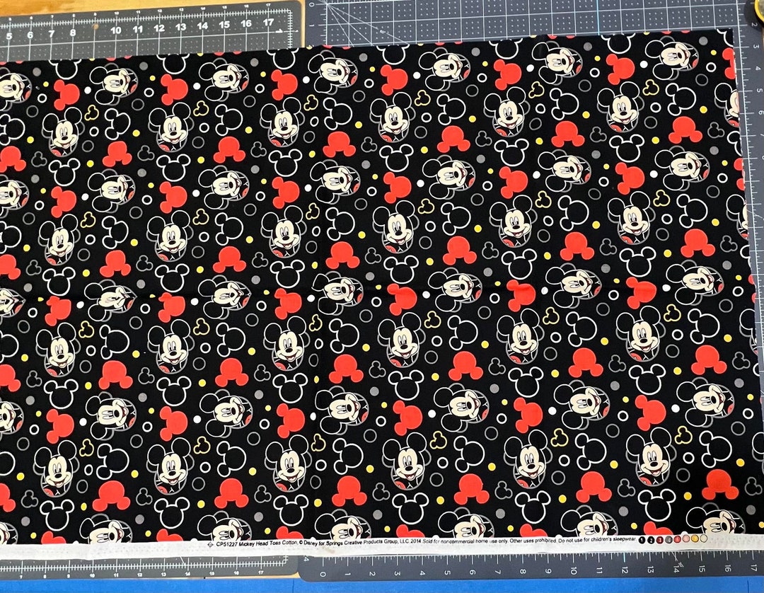 Micky Mouse Head Fabric. This is a Black Background Fabric With Micky ...