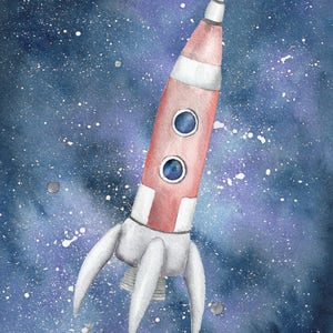 Galaxy Rocket Print - Etsy