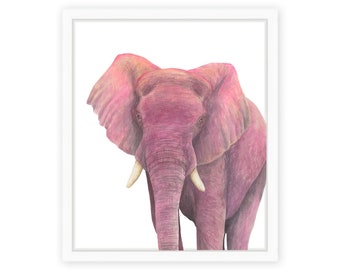 PRINT on Paper or Canvas elephant on Pink - Etsy