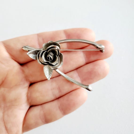 1920s Antique, Coro, Floral Wishbone Brooch Pin in Si… - Gem