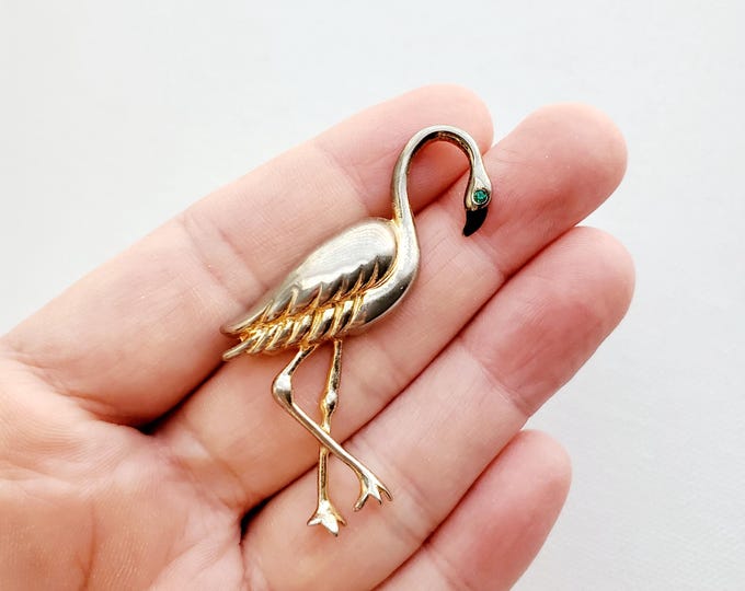 1940s Vintage, Krementz, Gold and Silver Flamingo Brooch Pin - Etsy