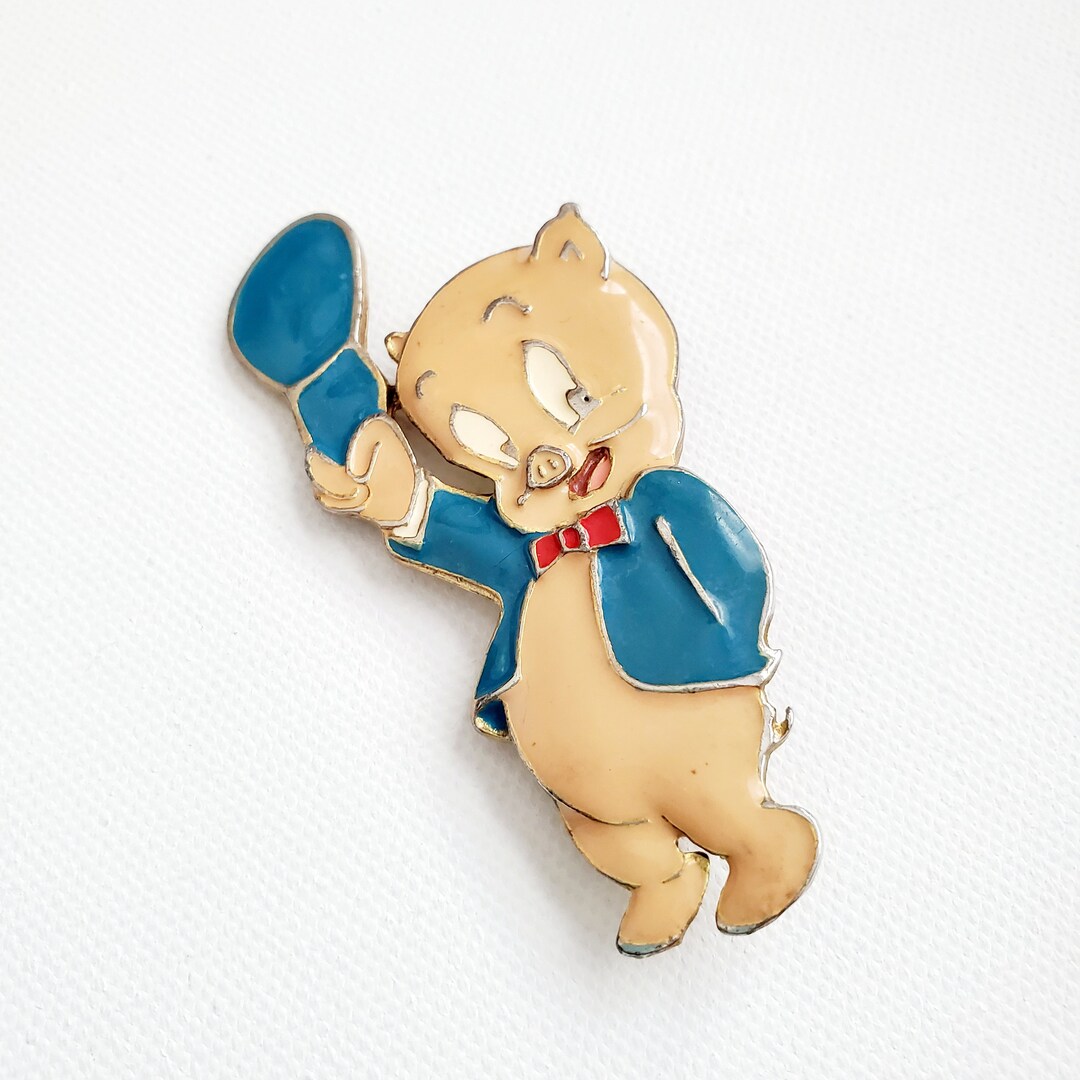 1990s Vintage, Warner Bros, Silver Enamel Porky Pig "that's All Folks ...