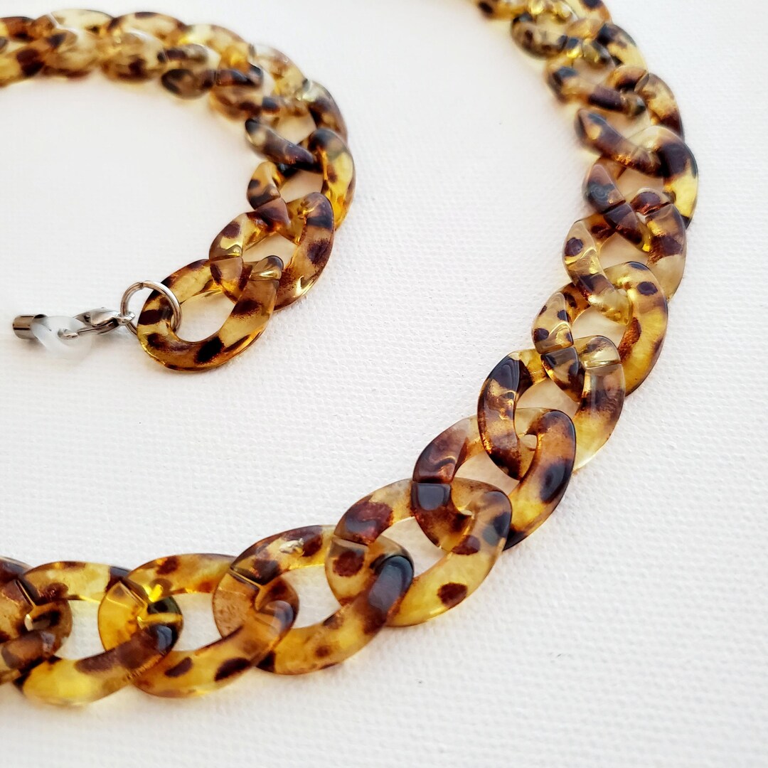 1980s Vintage, Tortoise Shell Link Chain 24 W/ Extender in Acrylic - Etsy