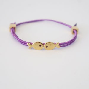 Double Gold Fish Adjustable Bracelet With Silk Cord in Many Colors ...