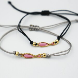 Pink Tiny Fish Charm Bracelet,adjustable Bracelet,gift for Her ...