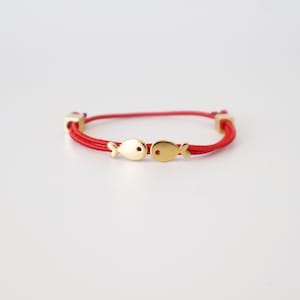Double Gold Fish Adjustable Bracelet With Silk Cord in Many Colors ...