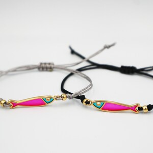 Boho Adjustable Charm Bracelet,stylish Pink and Blue Fish Bracelet,cute ...