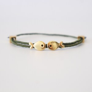 Double Gold Fish Adjustable Bracelet With Silk Cord in Many Colors ...