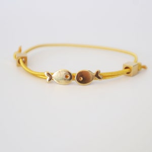 Double Gold Fish Adjustable Bracelet With Silk Cord in Many Colors ...