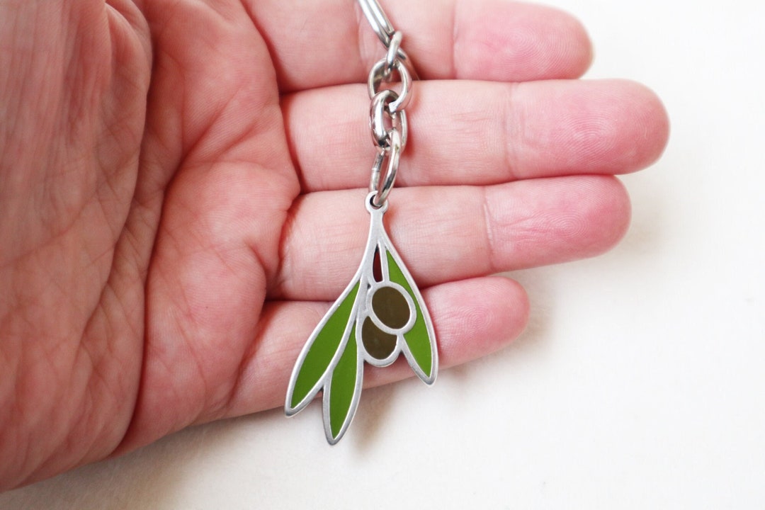 Olive Branch Keychain,olive Leaves,olive Leaf Keyring,boho Natural Leaf ...