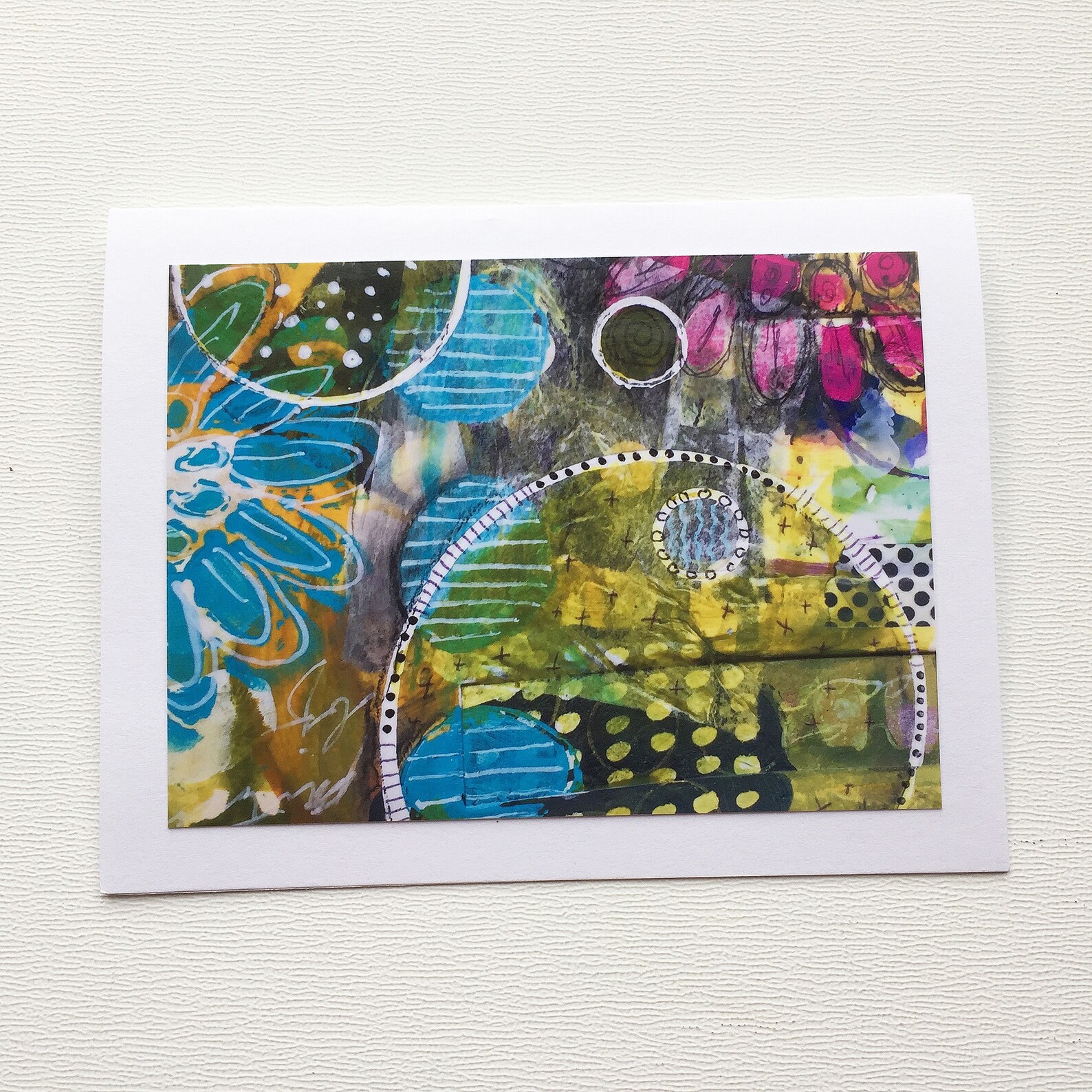 Mixed Media Note Card Set, Handmade Collage Notecards, Blank Note Card ...