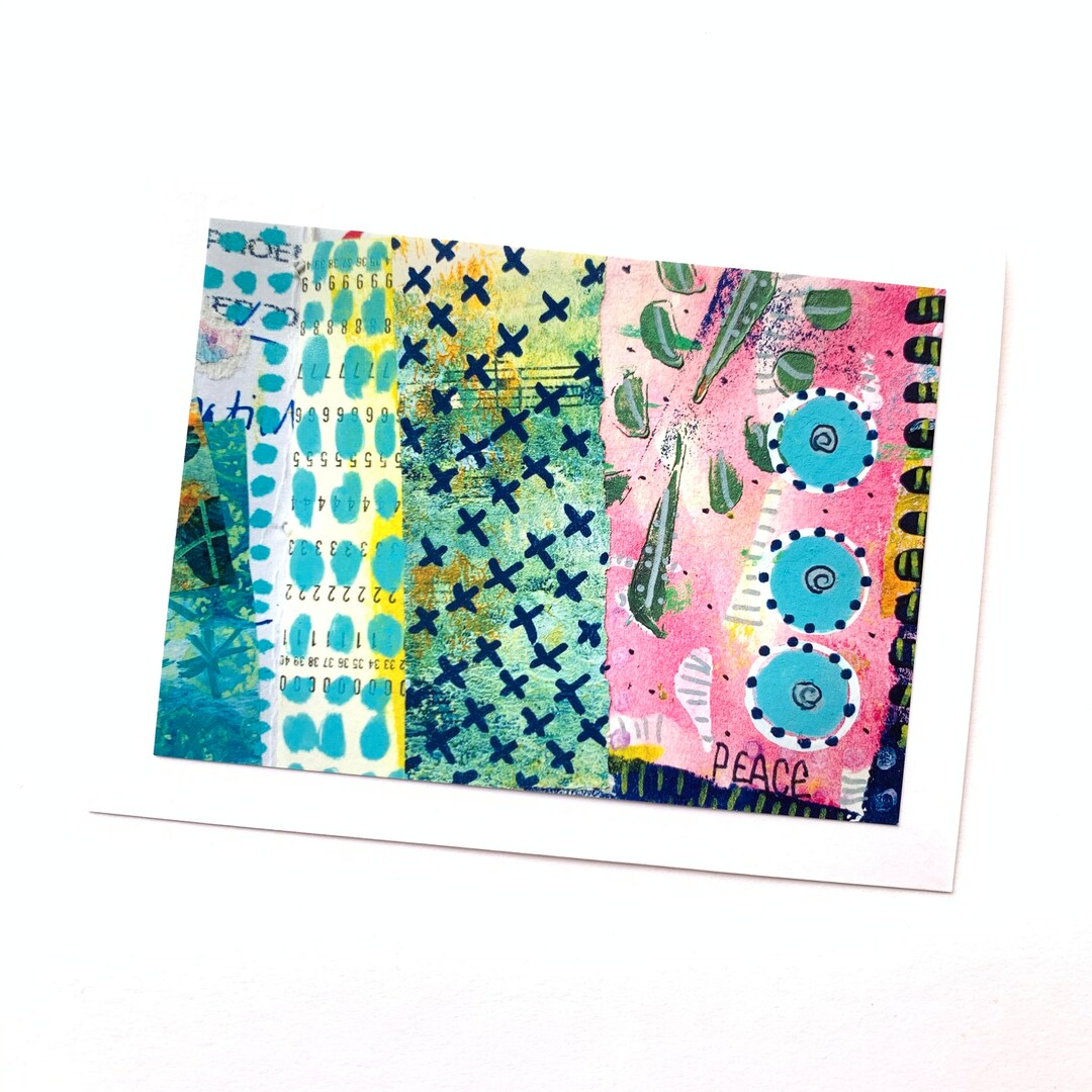 Collage Note Card, Mixed Media Handmade Notecards, Unique Blank Note ...