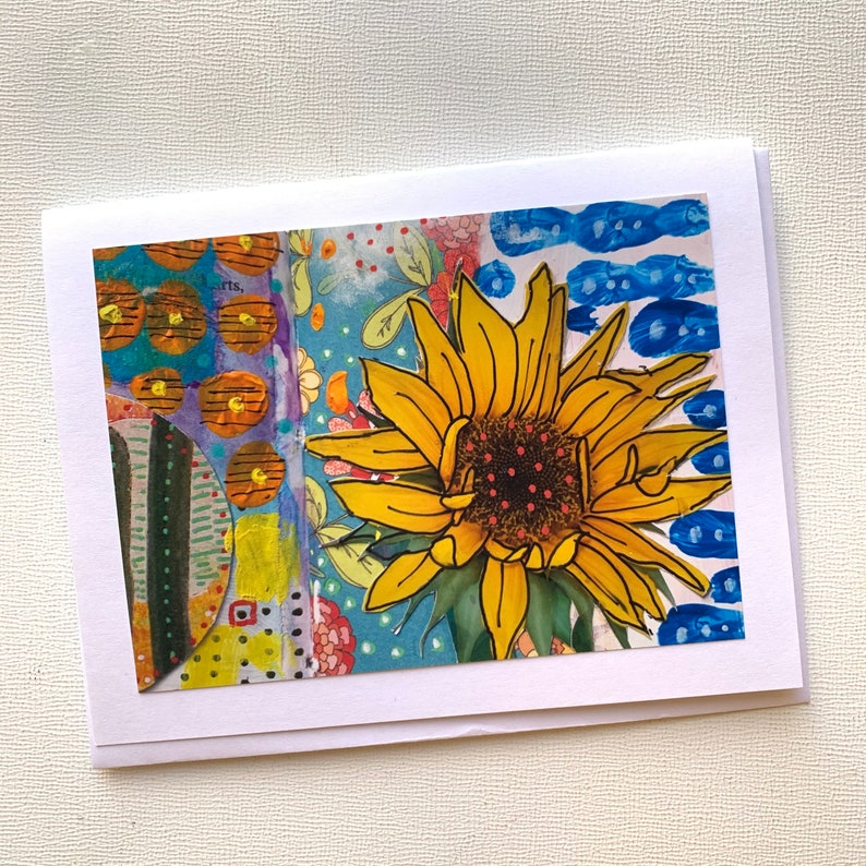 Sunflower Art Card Set, Sunflower Card Set, Handmade Blank Greeting ...