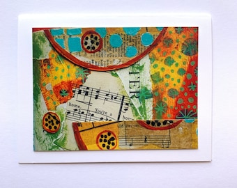 Unique Note Card Mixed Media Handmade Notecards Blank Note | Etsy