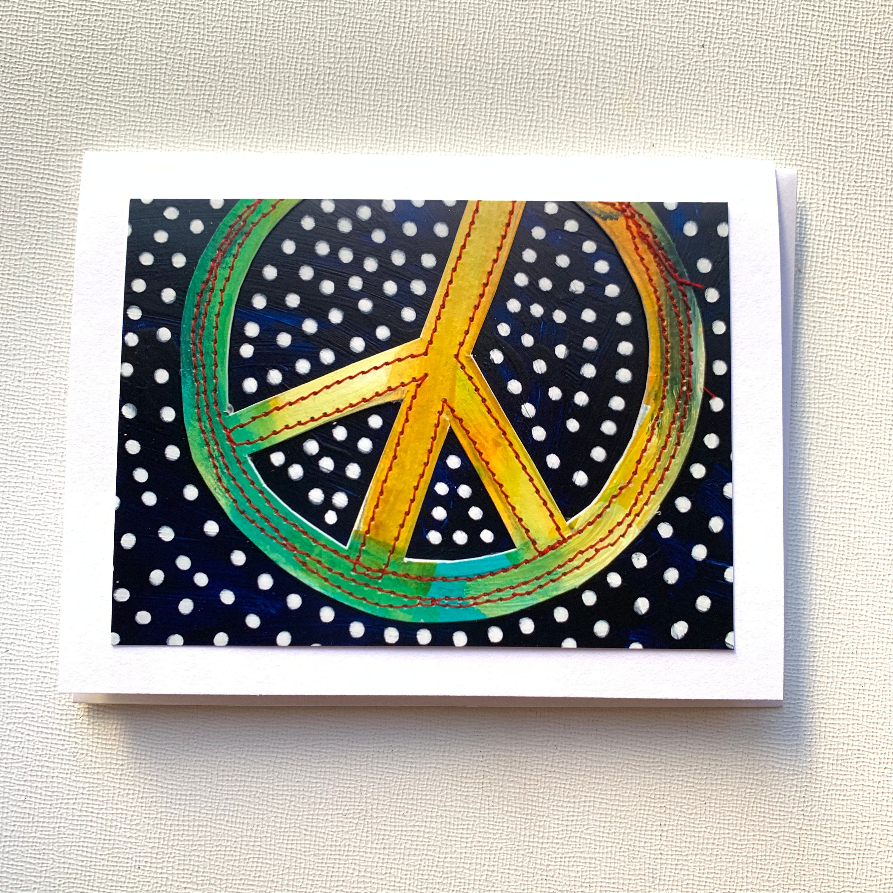 Peace Sign Card Set, Handmade Mixed Media Notecards, Blank Note Cards ...