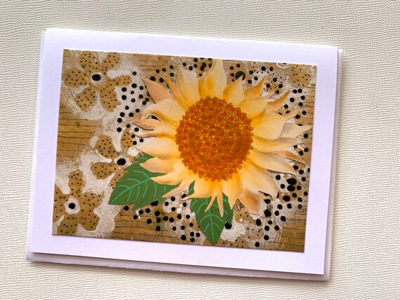 Sunflower Collage Card Digital Sunflower Collage Notecard | Etsy