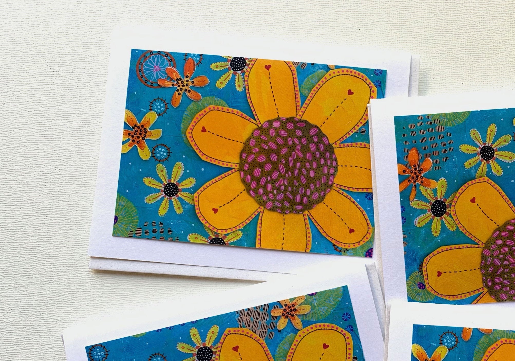 Sunflower Cards Sunflower Art Card Set Handmade Blank - Etsy