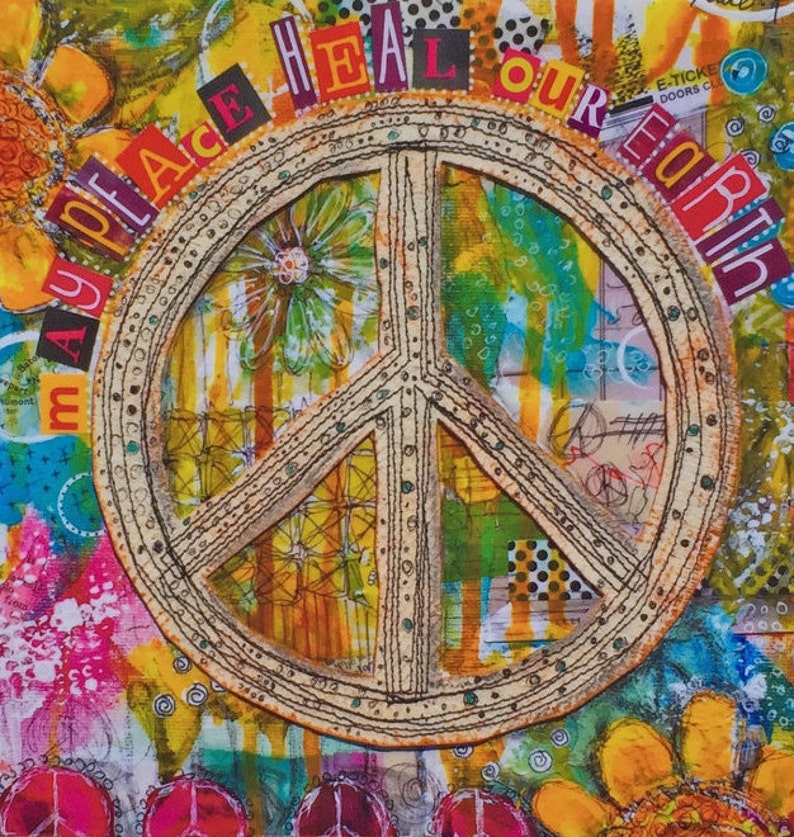 Handmade Note Card, Peace Sign Card Blank Inside, Notecard Gift for Her ...