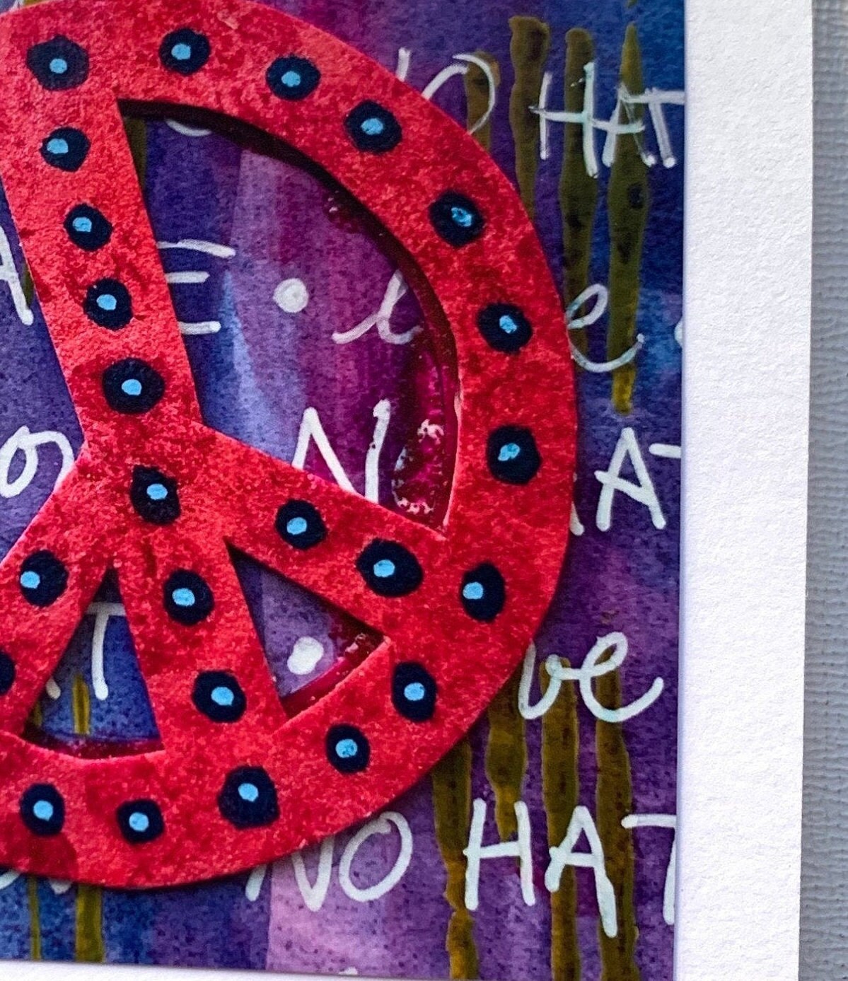 Peace Sign Card, Peace Sign Card Blank Inside, Notecard Gift for Her ...