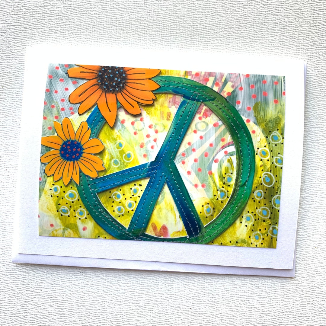 Peace Sign Notecard, Peace Sign Card Blank Inside, Notecard Gift for ...