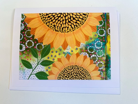 Sunflower Note Card Sunflower Card Handmade Stationery | Etsy