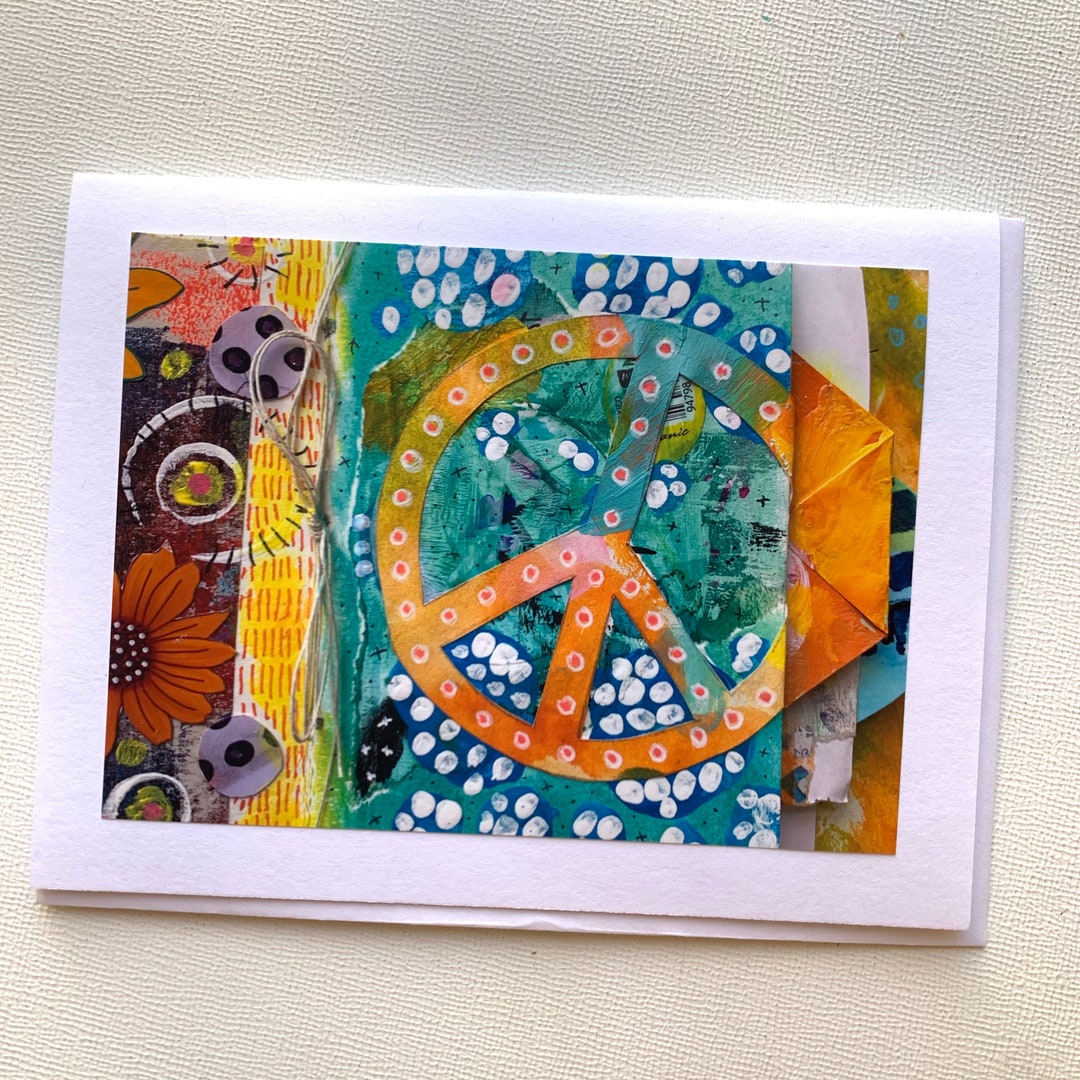 Peace Sign Handmade Note Card, Peace Sign Card Blank Inside, Notecard ...